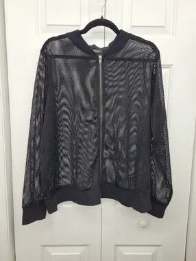 torrid | Jackets & Coats | Torrid Black Sheer Mesh Bomber Jacket ...